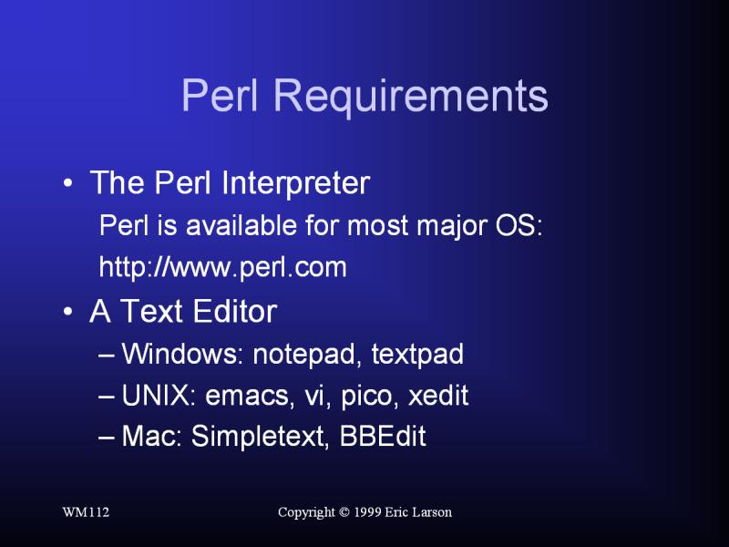Perl: Perl Requirements