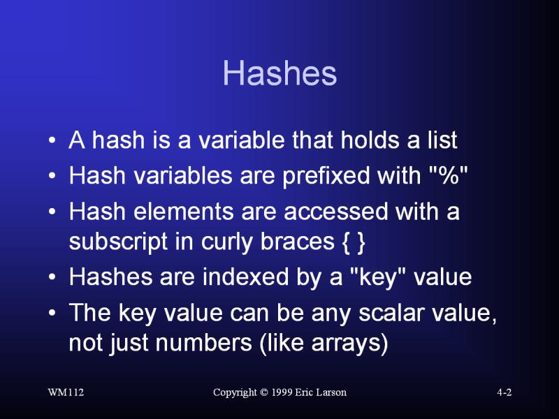 Perl Hashes 